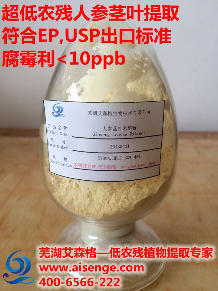 Panax Ginseng Leaves Extract Purity Ginsenosides 20%-80%（UV）; >30%（HPLC ...